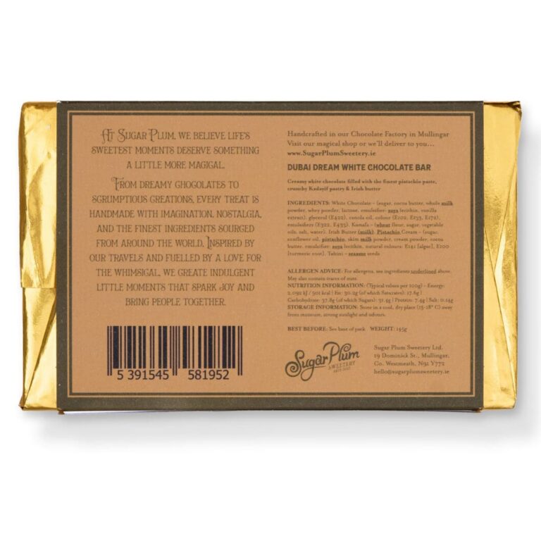Dubai Dream White Choc Bar – Sugar Plum Sweetery